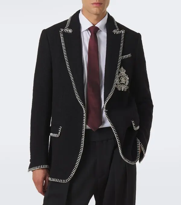 Dolce & Gabbana Dg Embellished Wool-blend Tweed Blazer