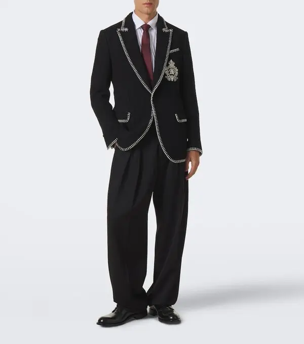 Dolce & Gabbana Dg Embellished Wool-blend Tweed Blazer