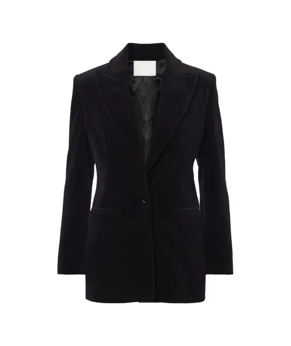 Costarellos Daimy Cotton Velvet Blazer - Black