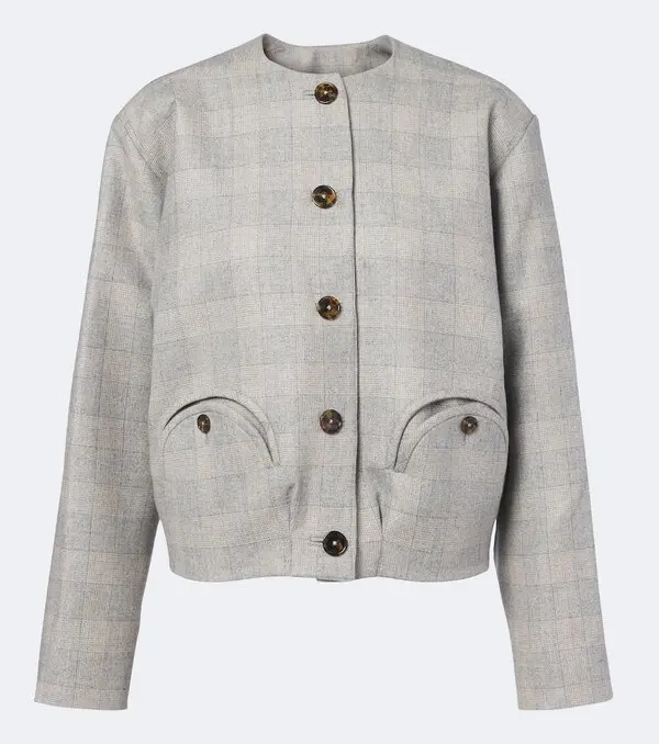 BLAZÉ MILANO Checked Wool, Silk, And Cashmere Jacket