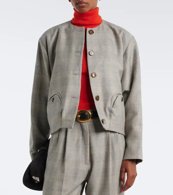 BLAZÉ MILANO Checked Wool, Silk, And Cashmere Jacket