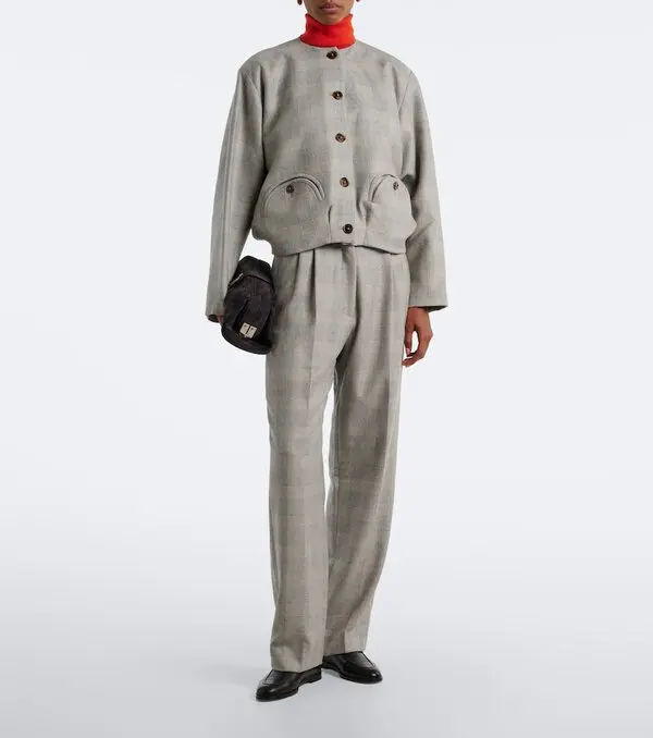 BLAZÉ MILANO Checked Wool, Silk, And Cashmere Jacket