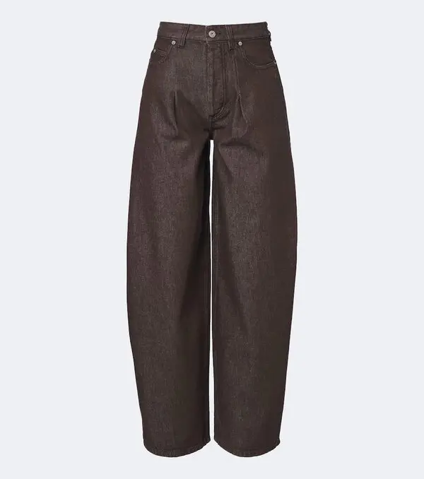 Jacquemus Ovalo Barrel-leg Jeans In Vinyl Continental Grain Bovine