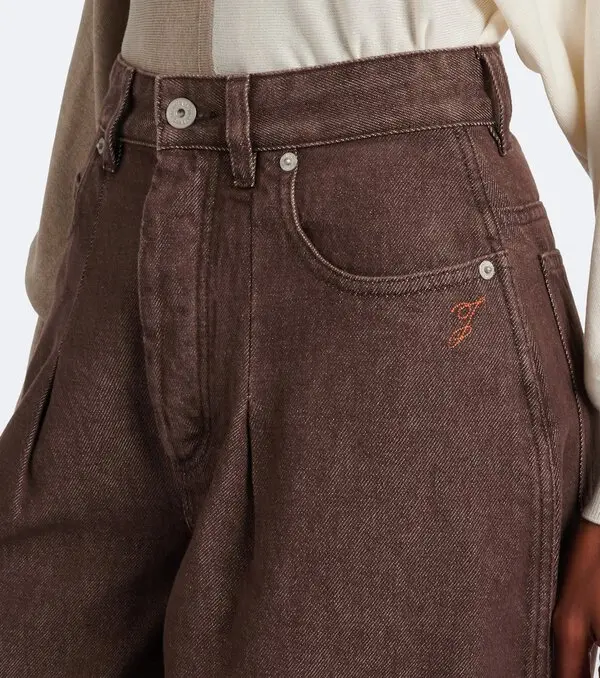 Jacquemus Ovalo Barrel-leg Jeans In Vinyl Continental Grain Bovine