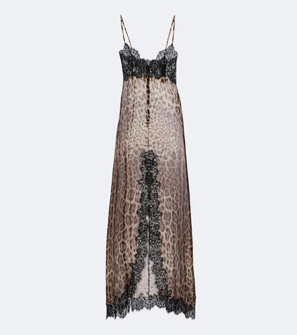 Dolce & Gabbana Lace-trimmed Silk-blend Chiffon Slip Dress