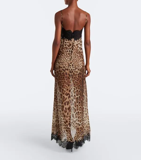 Dolce & Gabbana Lace-trimmed Silk-blend Chiffon Slip Dress