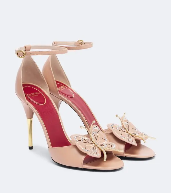 Valentino Garavani Embellished Leather Sandals - Pink