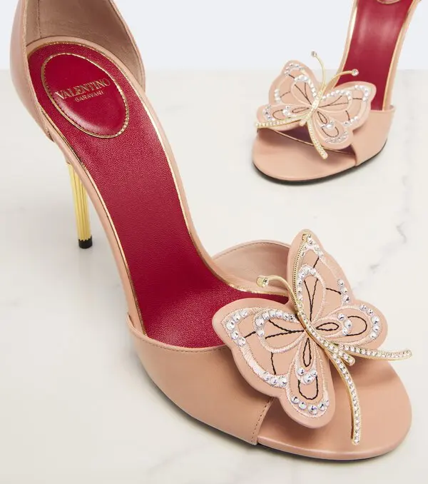 Valentino Garavani Embellished Leather Sandals - Pink