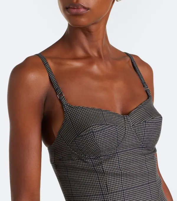 MUGLER Houndstooth Wool Midi Dress