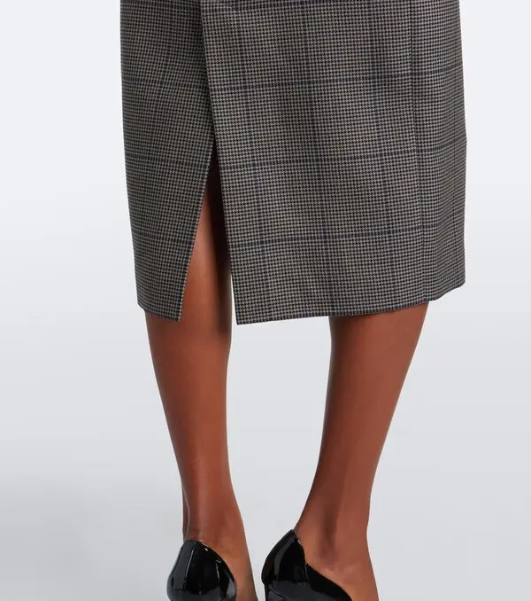 MUGLER Houndstooth Wool Midi Dress