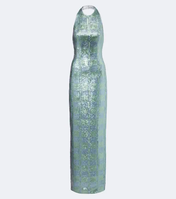 MARKARIAN Nerine Gingham Sequined Gown