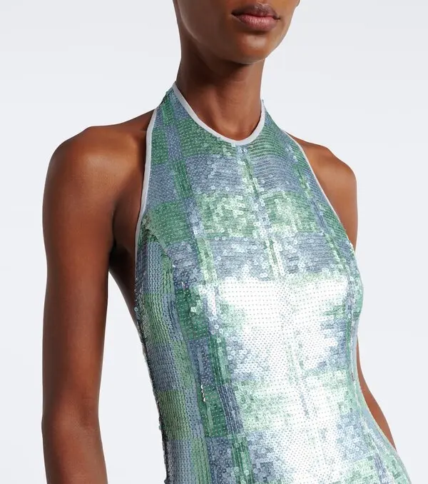 MARKARIAN Nerine Gingham Sequined Gown