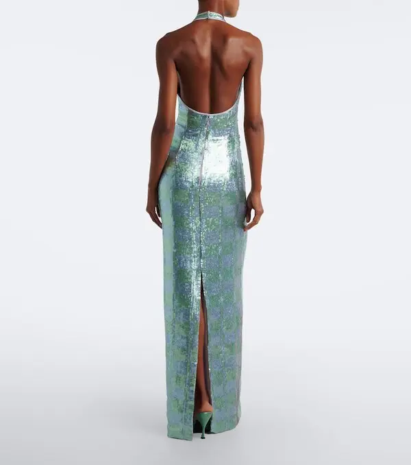 MARKARIAN Nerine Gingham Sequined Gown