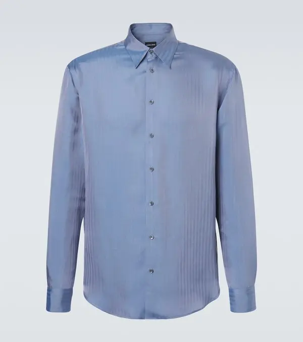 Giorgio Armani Chevron Silk Jacquard Shirt