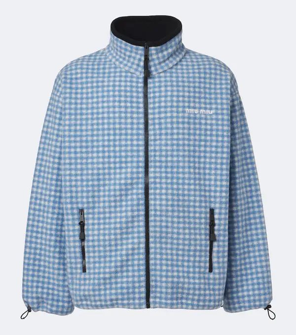 Miu Miu Gingham Fleece Zip-up Jacket