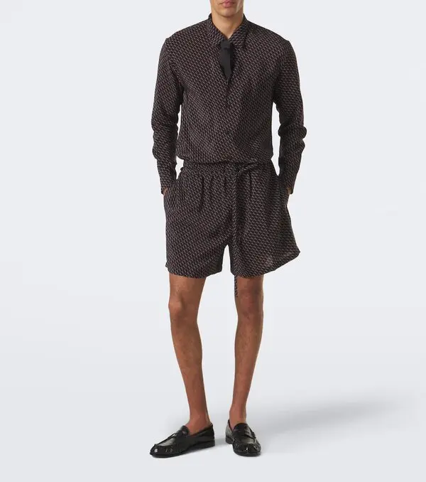 Saint Laurent Cassandre Printed Silk Shorts