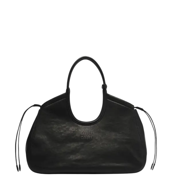 Miu Miu Ivy Leather Tote Bag - Black