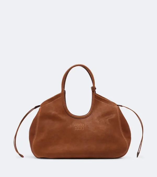 Miu Miu Ivy Leather Tote Bag - Brown