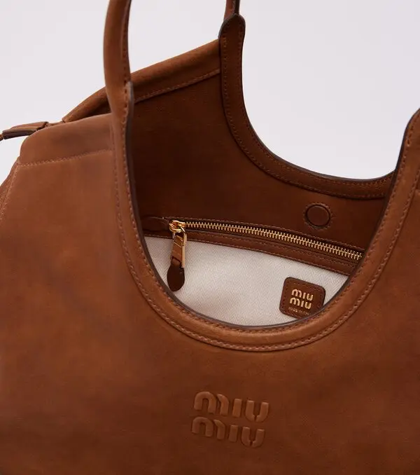 Miu Miu Ivy Leather Tote Bag - Brown