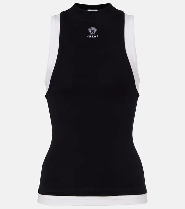 Versace Layered Cotton-blend Tank Top