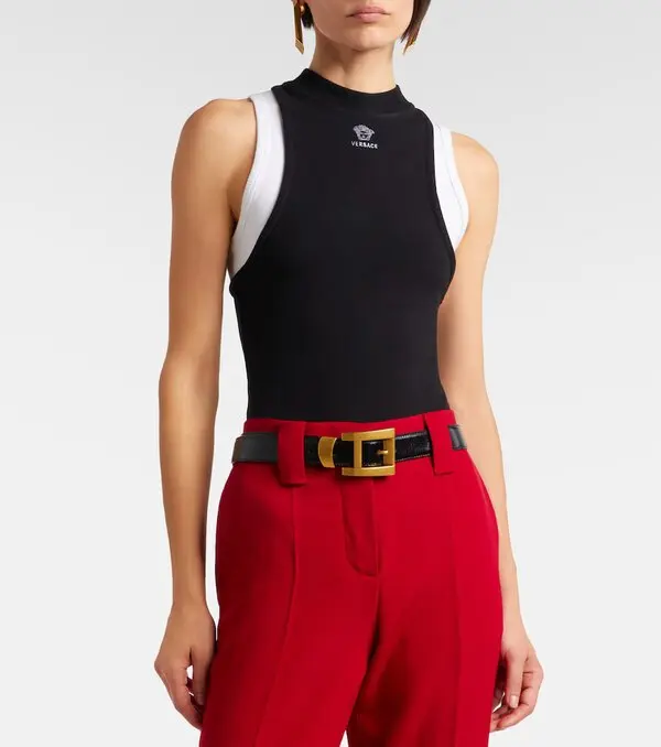 Versace Layered Cotton-blend Tank Top