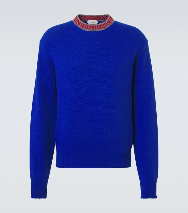 Versace Greca Border Wool And Cashmere Crewneck Sweater