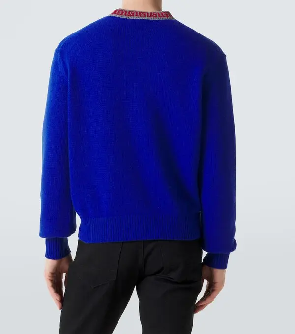 Versace Greca Border Wool And Cashmere Crewneck Sweater