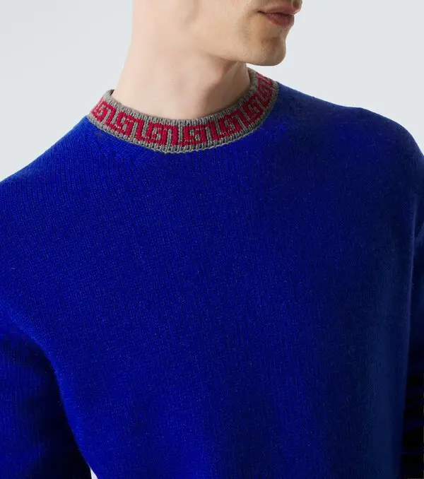 Versace Greca Border Wool And Cashmere Crewneck Sweater
