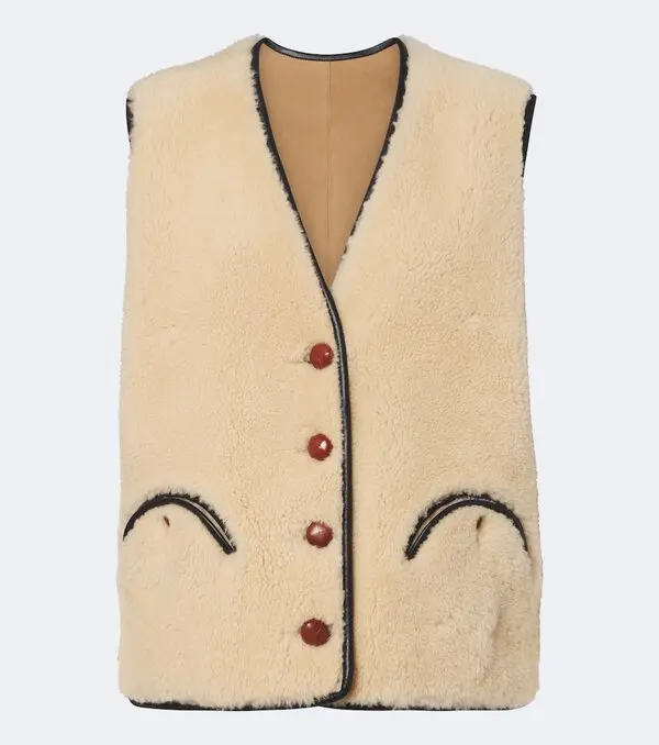 BLAZÉ MILANO Shearling Vest With Leather Trim