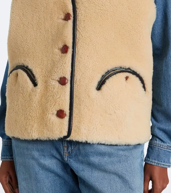 BLAZÉ MILANO Shearling Vest With Leather Trim