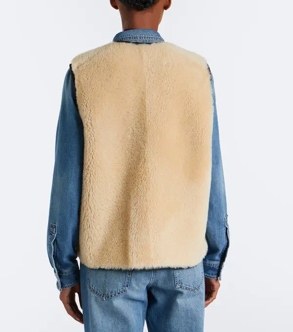 BLAZÉ MILANO Shearling Vest With Leather Trim