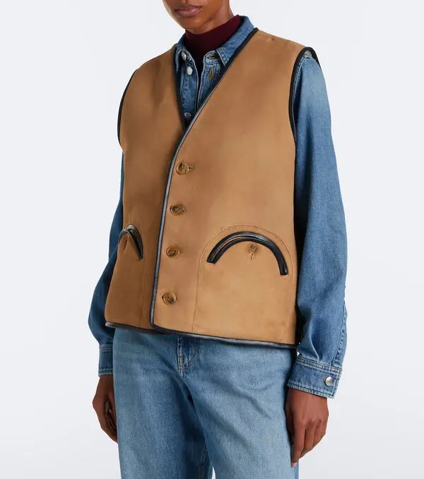 BLAZÉ MILANO Shearling Vest With Leather Trim