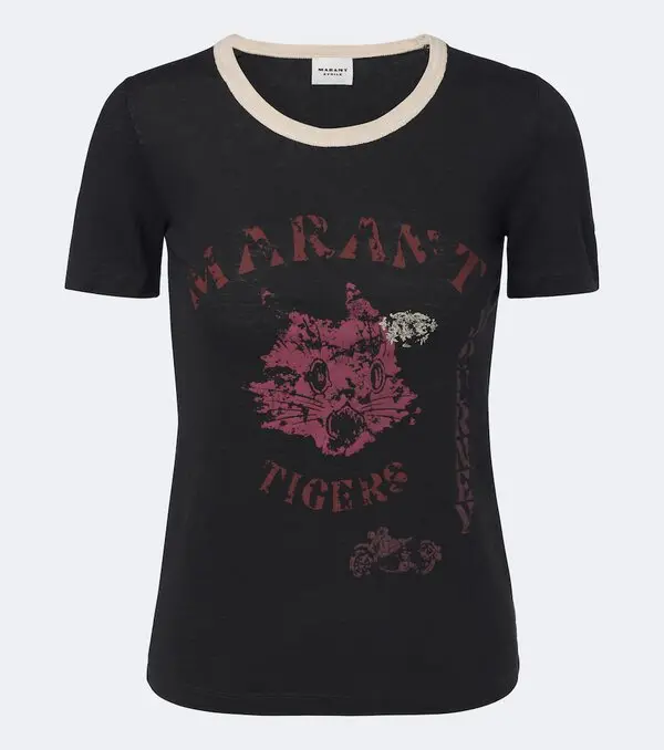 MARANT ETOILE Kilian" Printed Linen T-shirt - Black