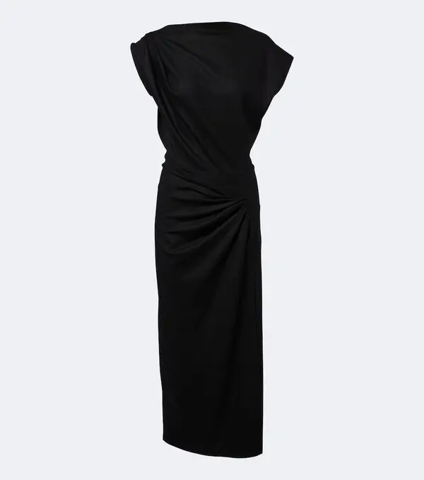 MARANT ETOILE Draped Jersey Midi Dress - Black
