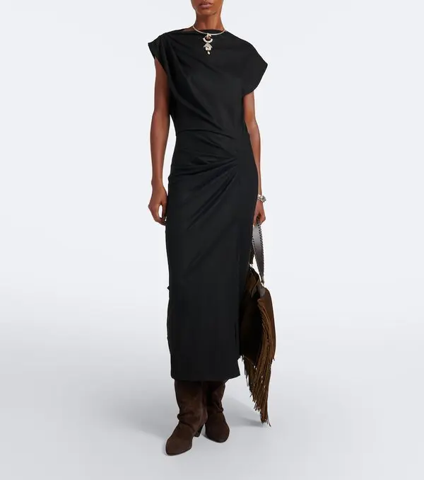 MARANT ETOILE Draped Jersey Midi Dress - Black