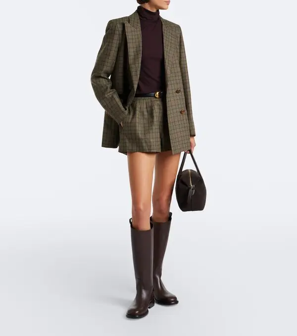 BLAZÉ MILANO Tailored Checked Wool And Cashmere Shorts
