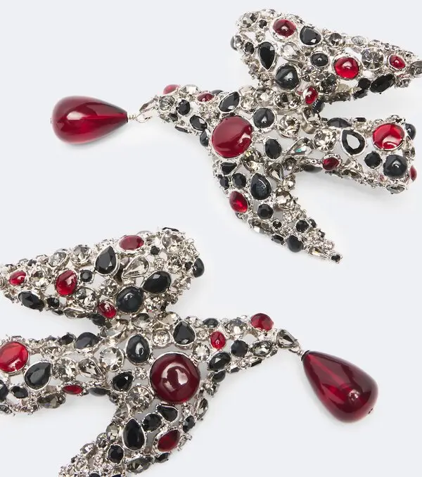 Saint Laurent Dove Embellished Clip-on Earrings