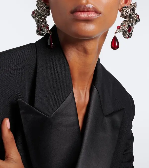 Saint Laurent Dove Embellished Clip-on Earrings