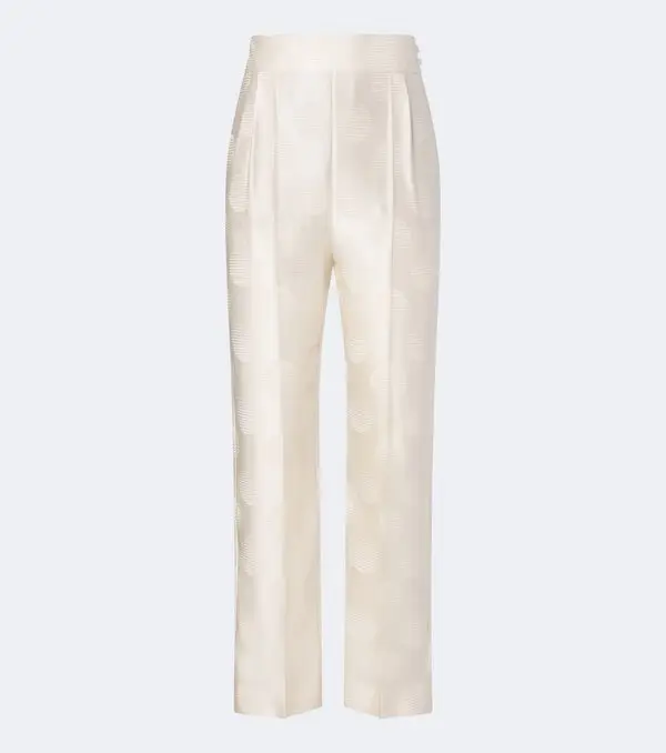 Valentino Garavani Polka-dot Silk Jacquard Slim Pants