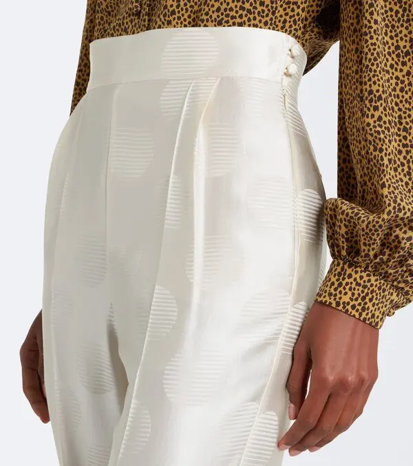 Valentino Garavani Polka-dot Silk Jacquard Slim Pants