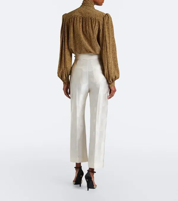 Valentino Garavani Polka-dot Silk Jacquard Slim Pants