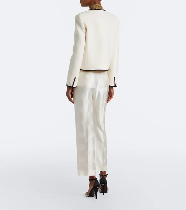 Valentino Garavani Polka-dot Silk Jacquard Slim Pants