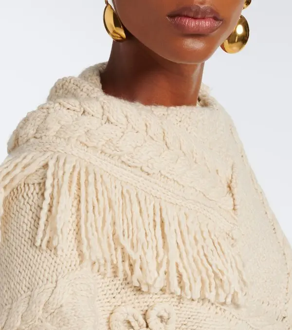 MARANT ETOILE Kacie Cable-knit Wool-blend Poncho