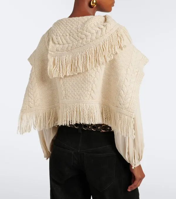 MARANT ETOILE Kacie Cable-knit Wool-blend Poncho