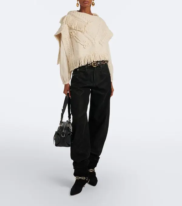 MARANT ETOILE Kacie Cable-knit Wool-blend Poncho