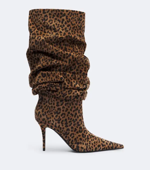 Amina Muaddi Anok Leopard-print Suede Knee-high Boots