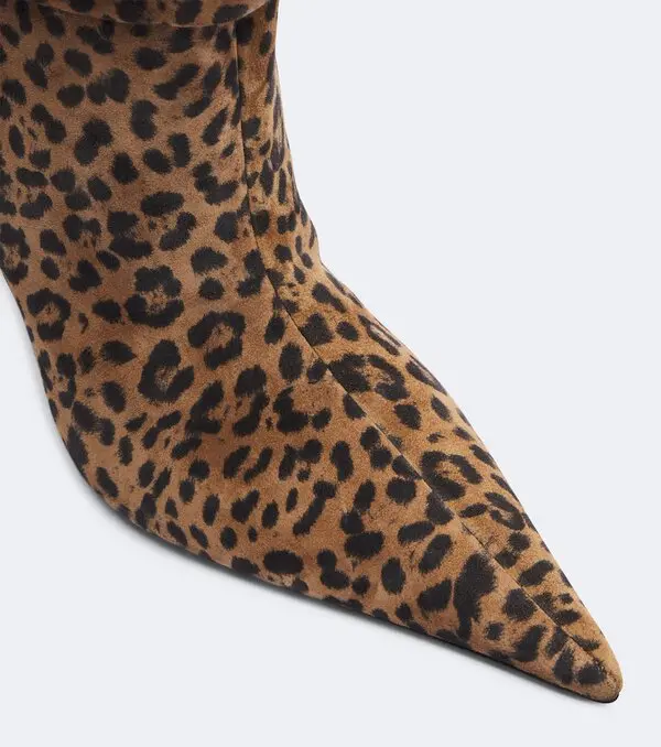 Amina Muaddi Anok Leopard-print Suede Knee-high Boots