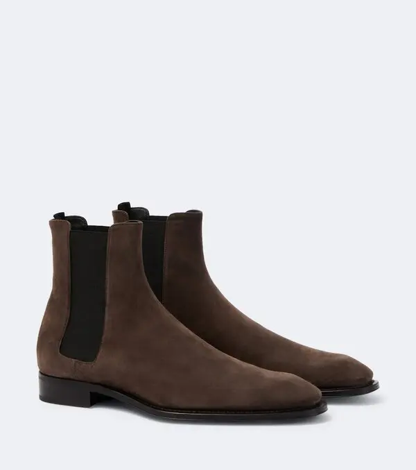 Saint Laurent Aurelien Suede Chelsea Boots - Brown