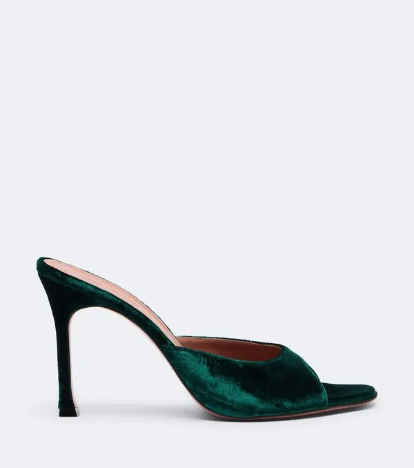 Amina Muaddi Alexa Velvet Mules - Green