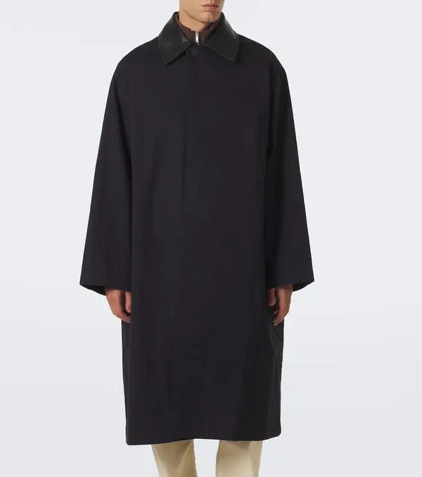 Studio Nicholson Revere Leather-trimmed Cotton-blend Trench Coat